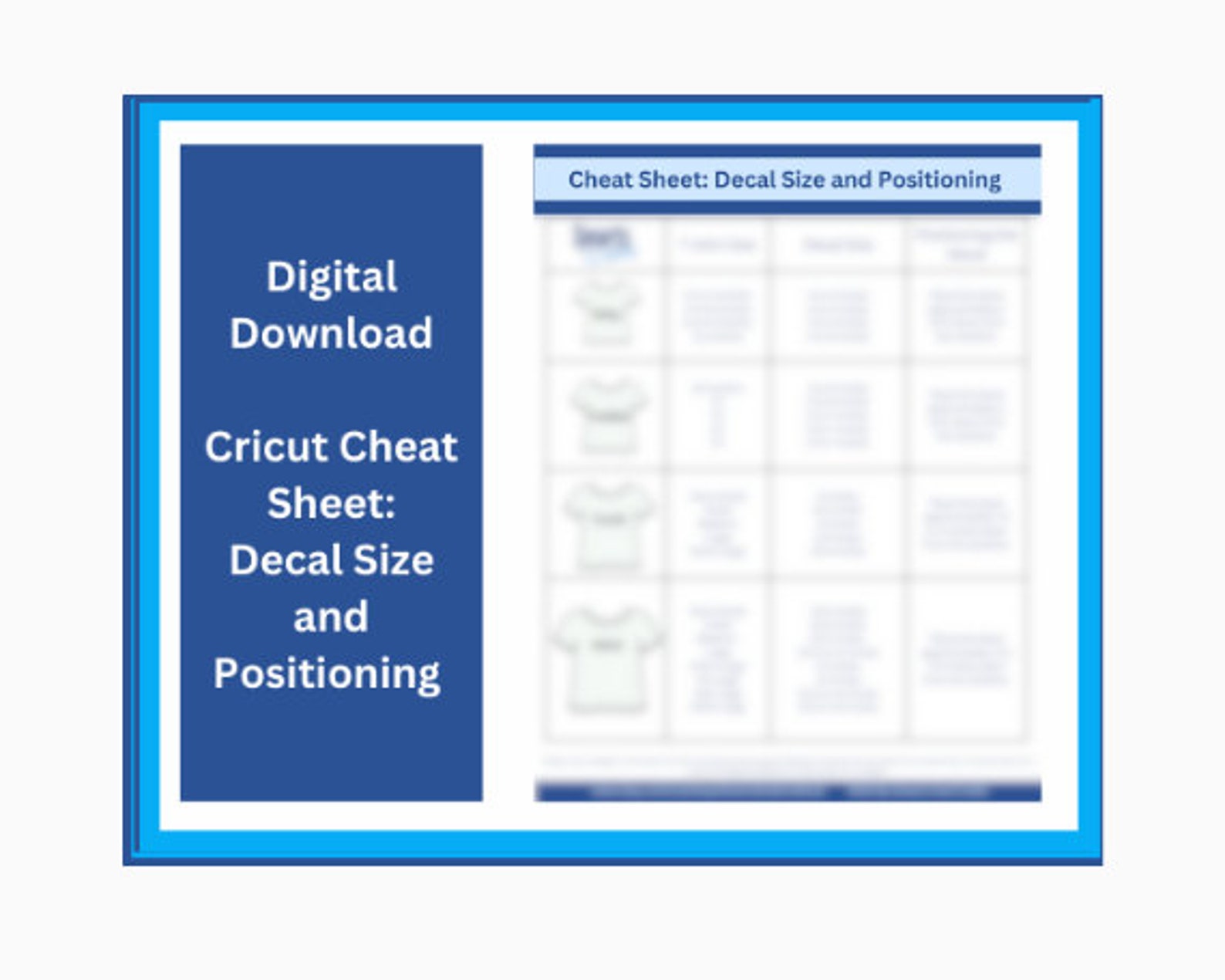 Cricut Cheat Sheet and Decals Positioning Chart Digital Download File ...