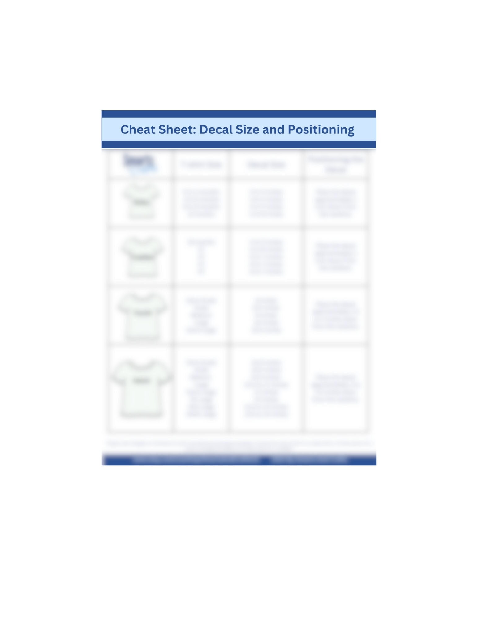 Cricut ® Cheat Sheet and Decals Positioning Chart Digital - Etsy Canada