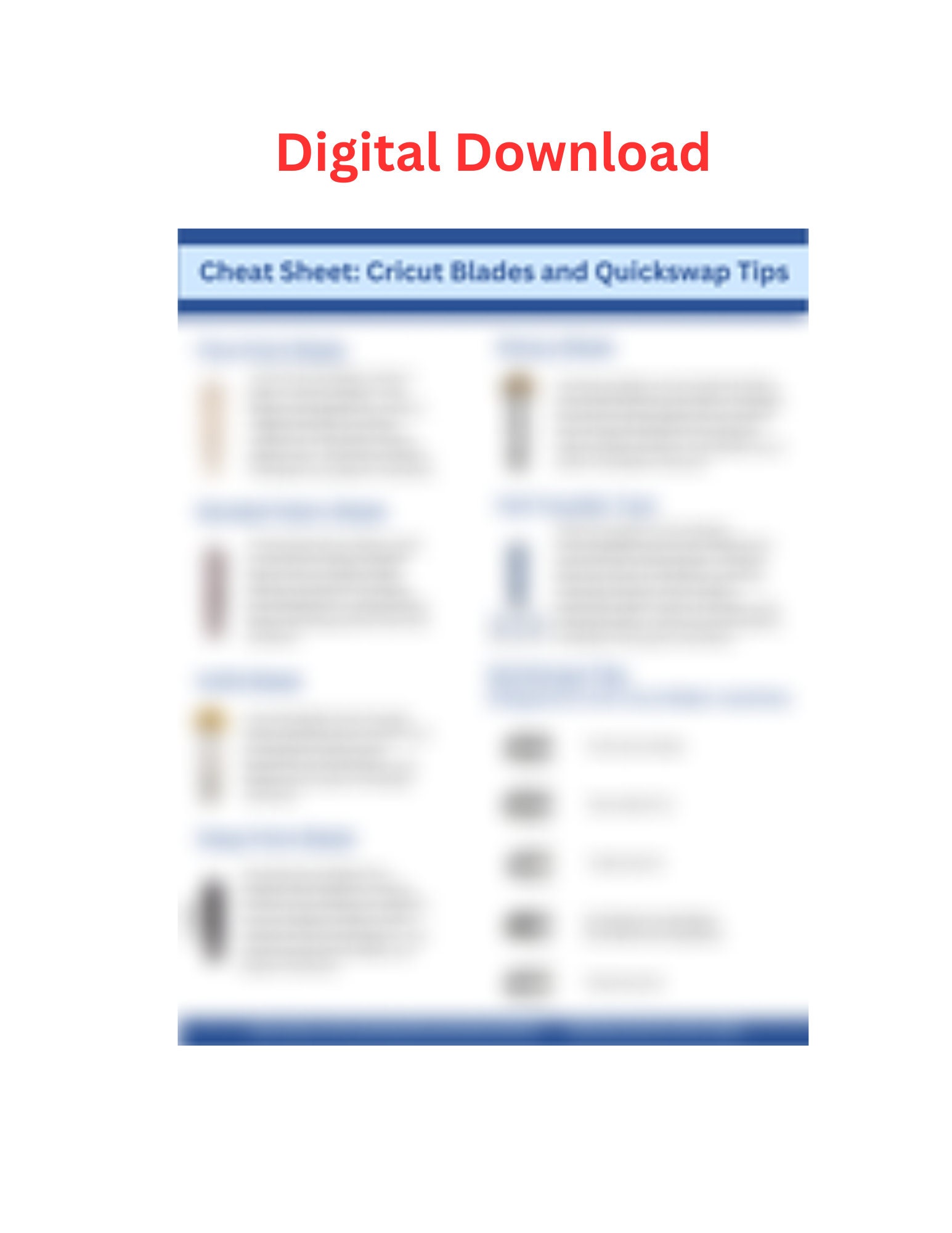Cricut Cheat Sheet Cricut Blades Digital Download File - Etsy Australia