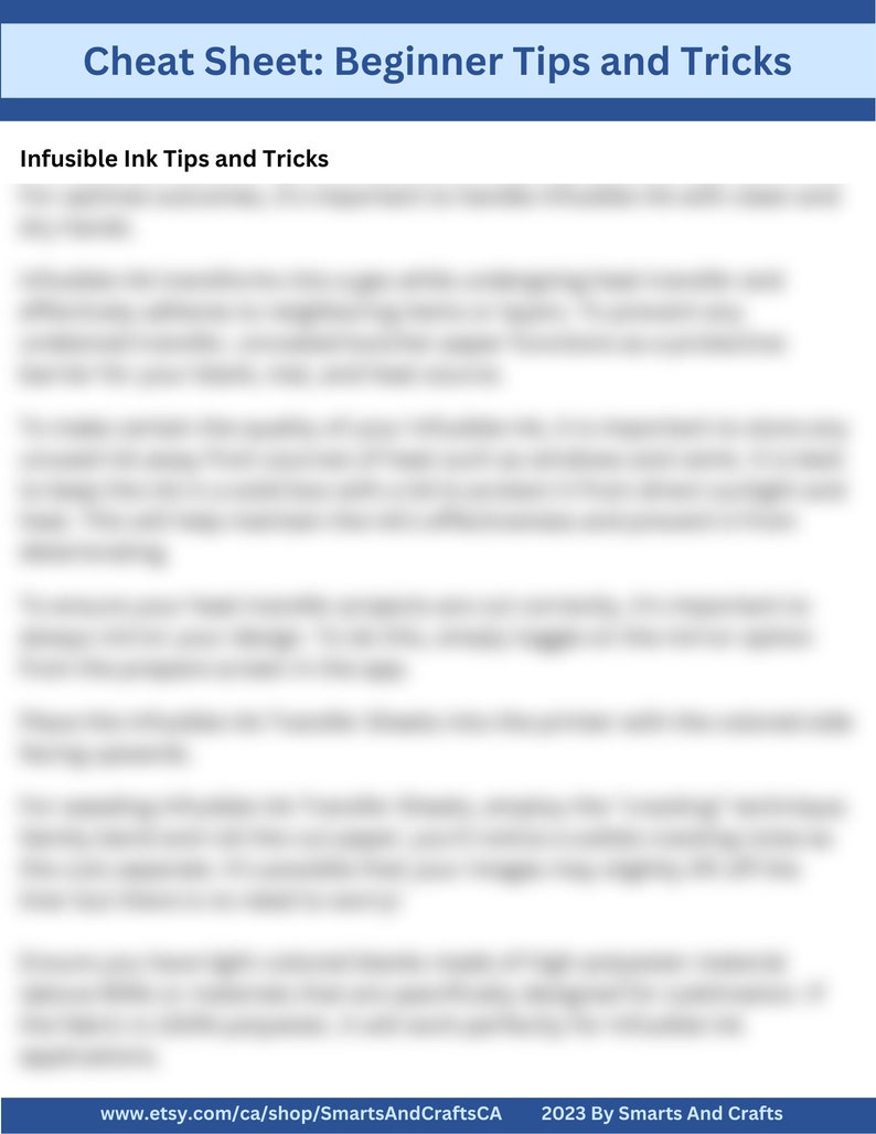 Cricut ® Cheat Sheet Beginner Materials Tips and Tricks - Etsy