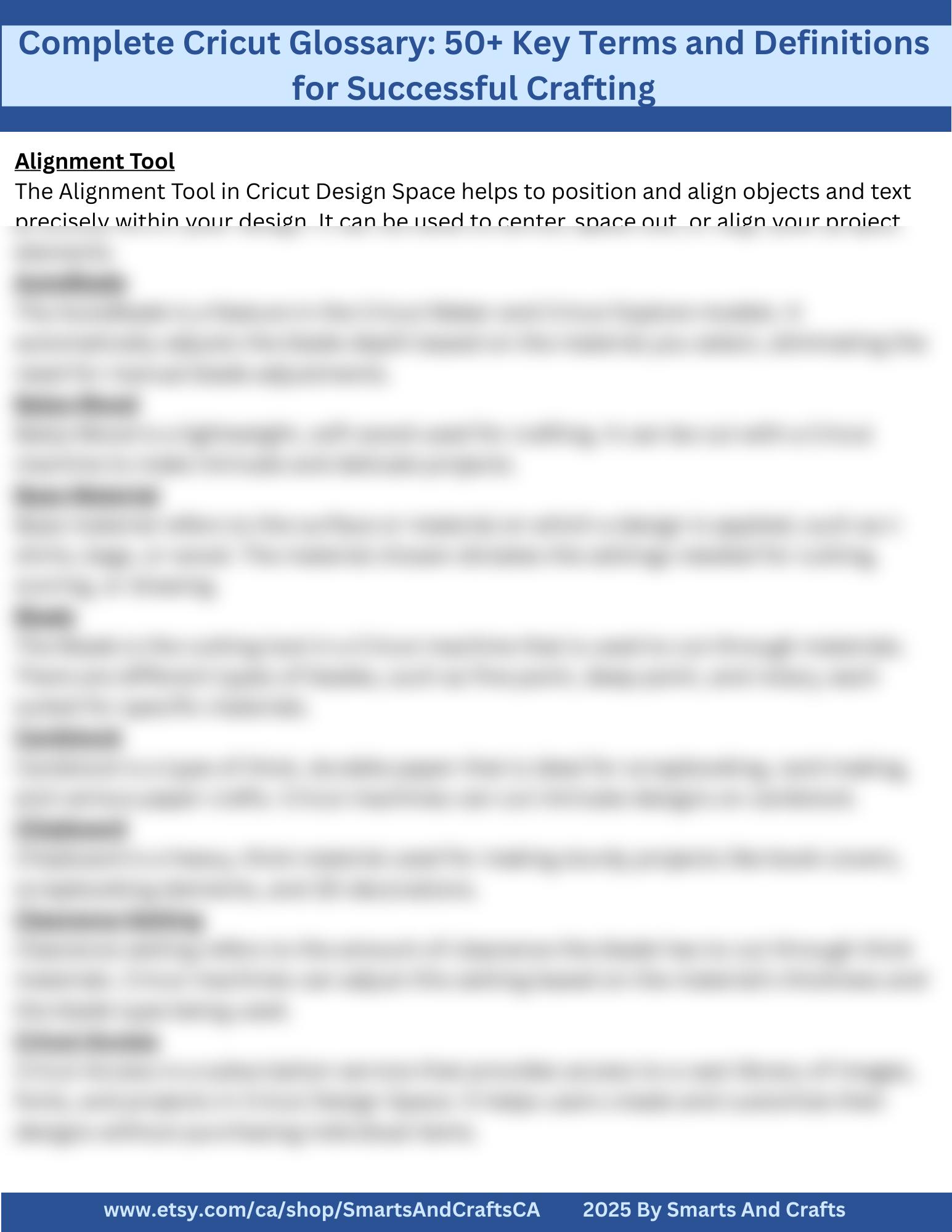 Complete Cricut Glossary for Beginners Digital Download, 50 Plus Cricut ...