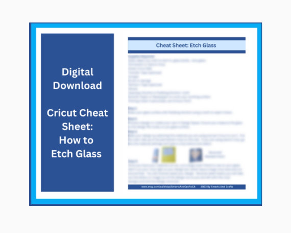 Cricut Cheat Sheet Glass Etching Beginner Guide With Step by Step ...