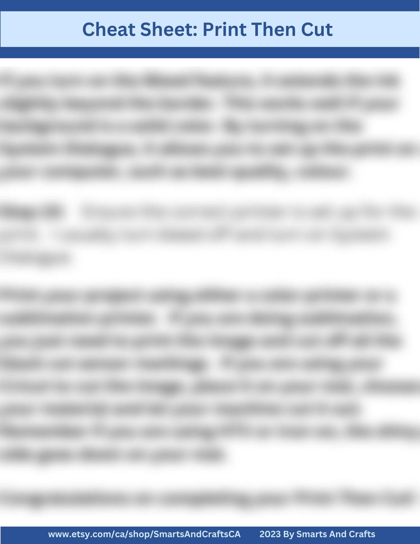 Cricut Cheat Sheet Print Then Cut Directions for Beginners Digital ...