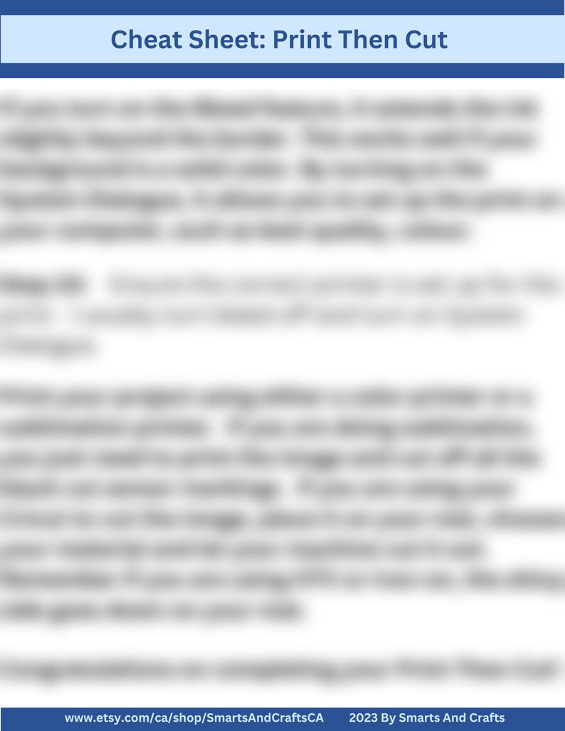 Cricut Cheat Sheet Print Then Cut Directions for Beginners Digital ...