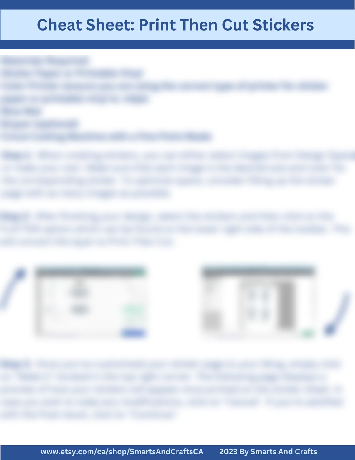 Cricut Cheat Sheet Print Then Cut Sticker Instructions Step-by-step ...