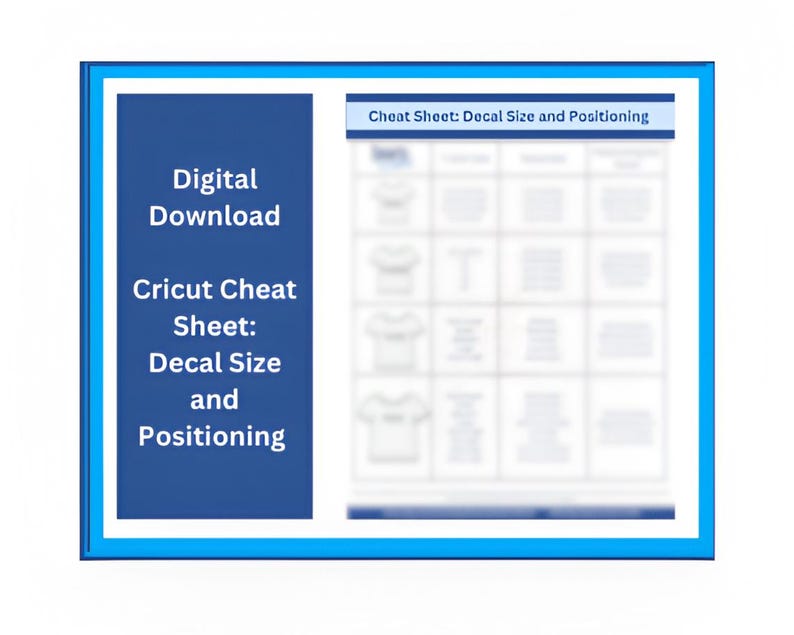 Cricut Cheat Sheet and Decals Positioning Chart Digital Download File ...
