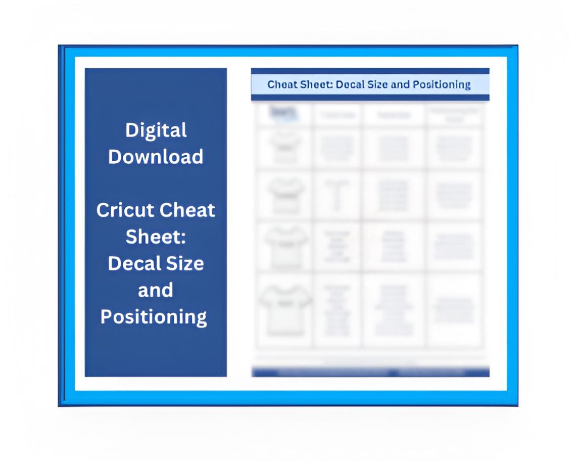 Cricut Cheat Sheet Decals Positioning Chart, Digital Download HTV ...