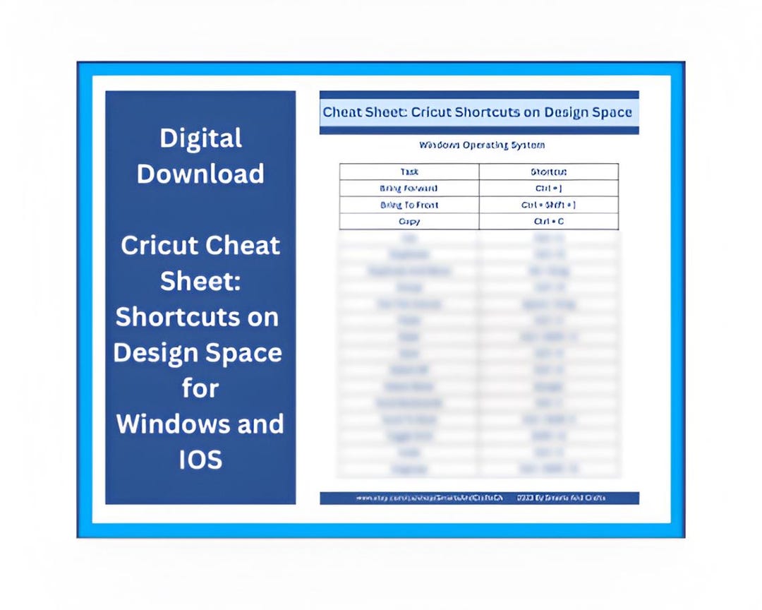 Cricut Cheat Sheet Shortcuts for Mac and Windows, Ultimate Essential ...
