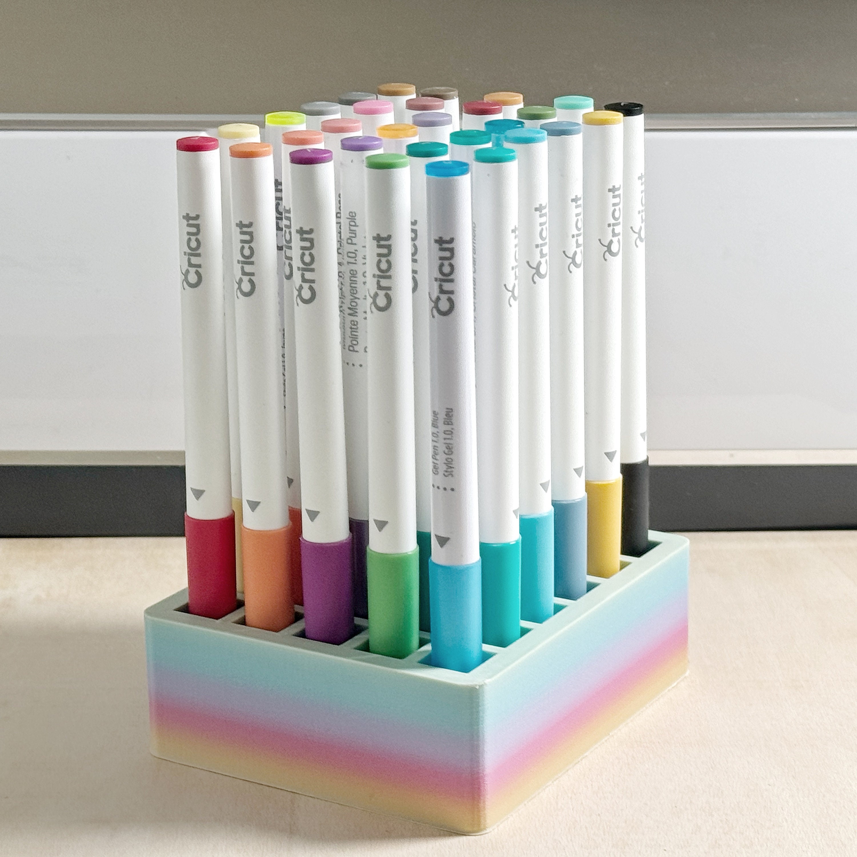 Rainbow 3D Printed Cricut Marker Stand, Cap-down Pen & Tool Holder ...