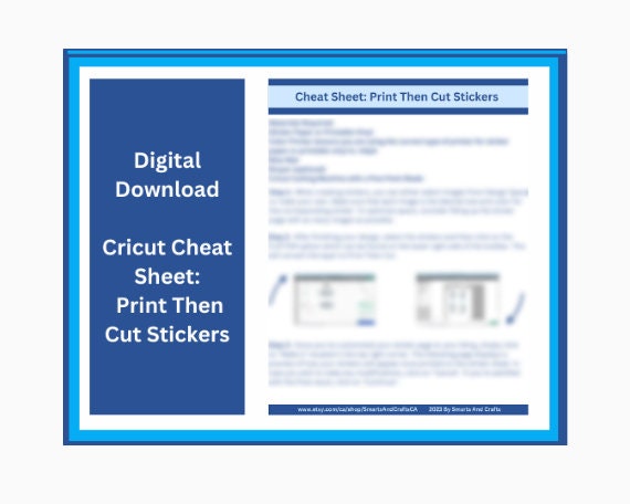 Cricut Cheat Sheet Print Then Cut Sticker Step by Step Instructions ...