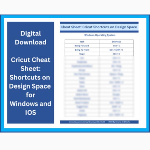 Cricut Cheat Sheet Design Space - Etsy