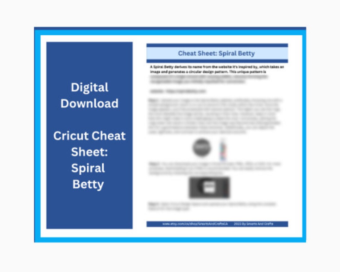 Cricut Cheat Sheet Spiral Betty Creation Made Easy Digital Download ...