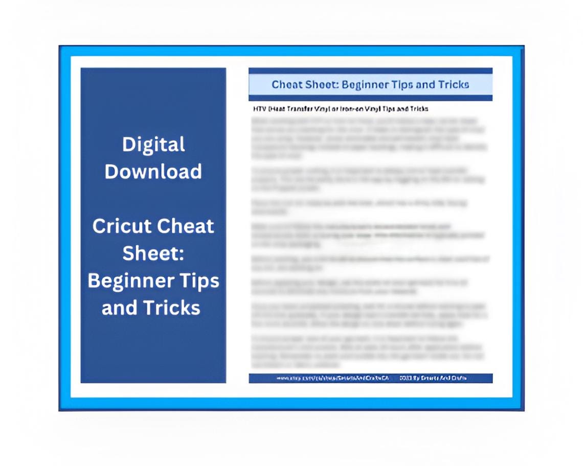 Cricut Cheat Sheet Beginner Materials Tips and Tricks Guide, Digital ...