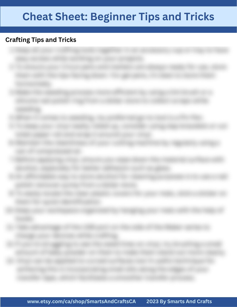 Cricut ® Cheat Sheet Beginner Materials Tips and Tricks - Etsy