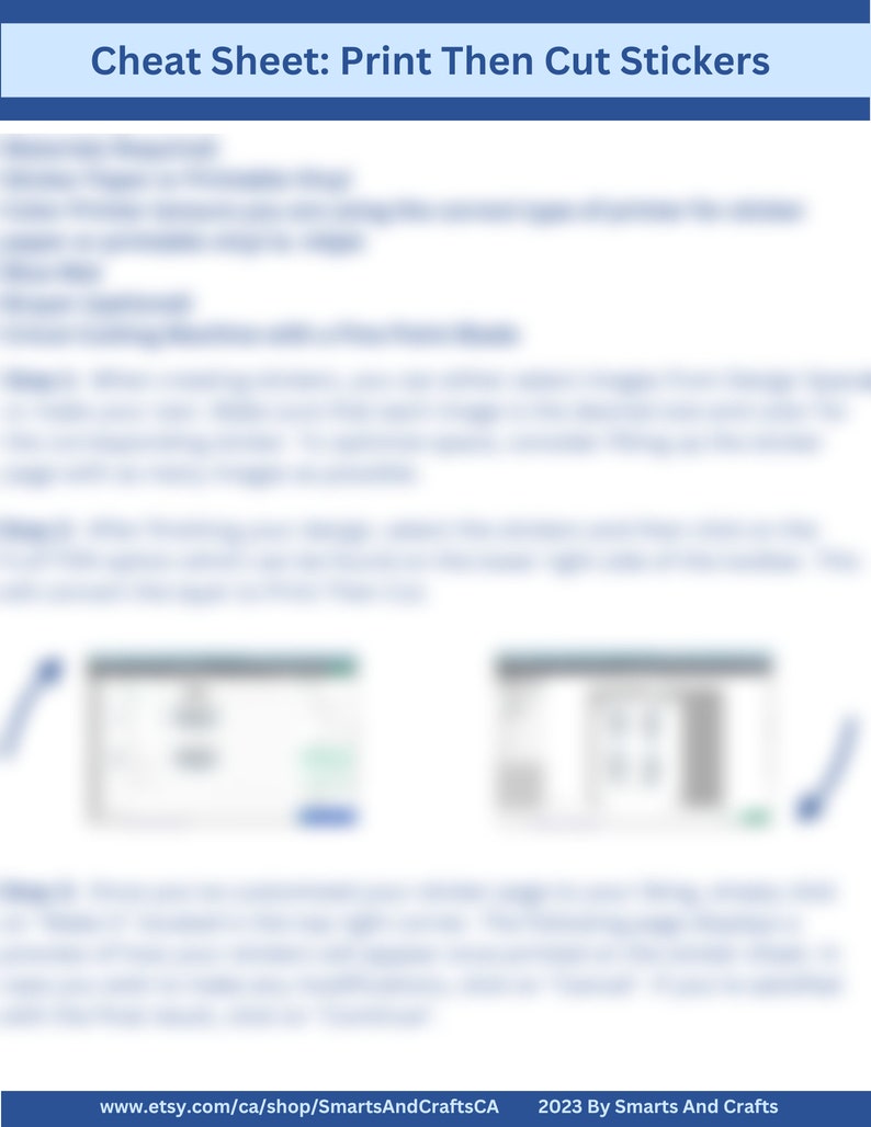 Cricut Cheat Sheet Print Then Cut Sticker Instructions Step-by-step ...