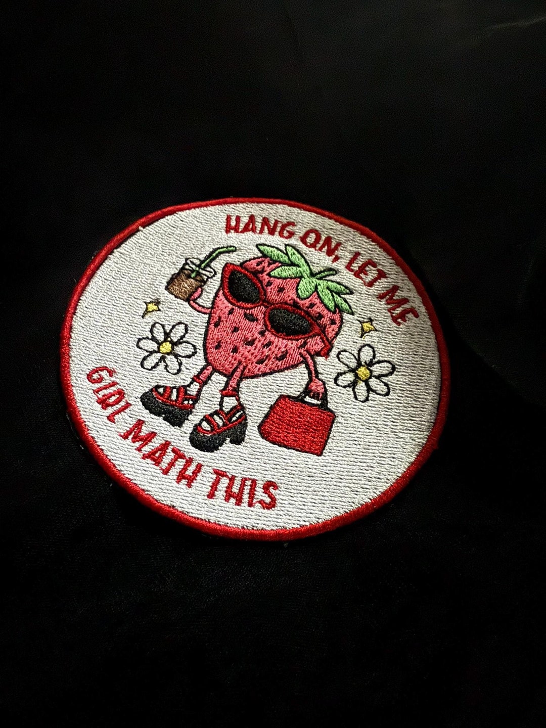 Girl Math Iron-on Patch | Retro Strawberry With Sunglasses Embroidery ...