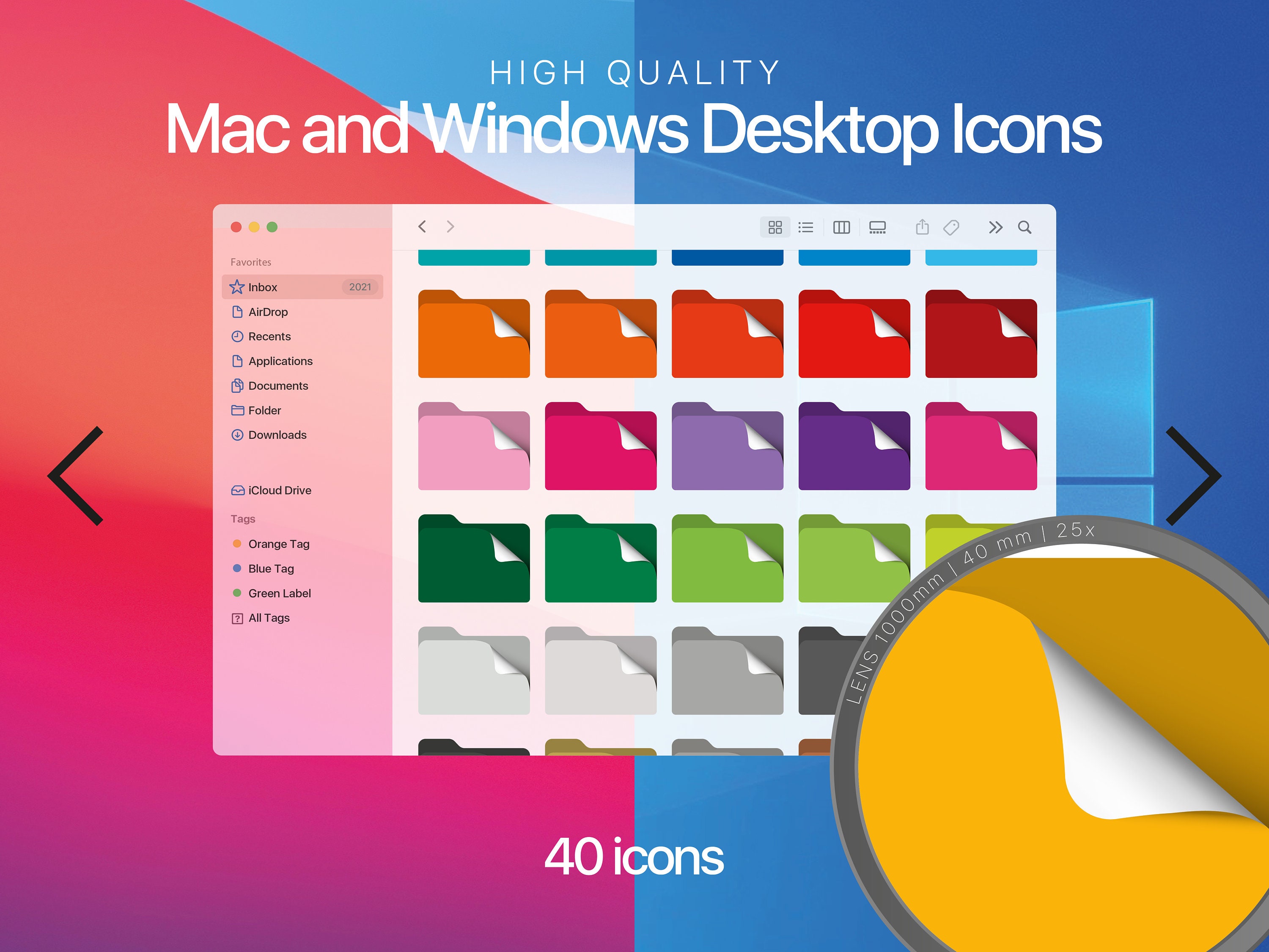 Mac and Windows Desktop Icons Folder Stickers Colors - Etsy España