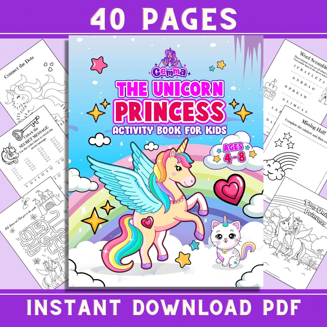 Unicorn Activity Book for Kids | Coloring, Mazes, Games (digital ...