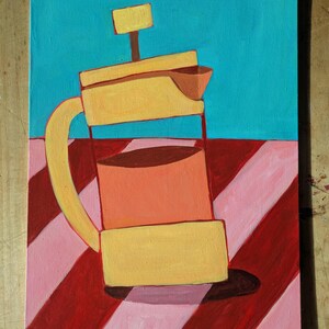 French Press Still Life Acrylic Painting - Etsy