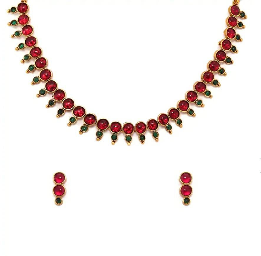 Ruby Necklace Red and Green Ruby & Emerald Gold Choker Necklace Bridal ...