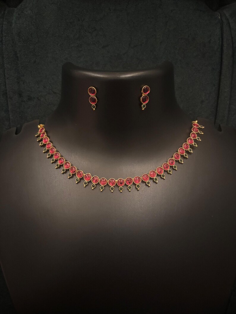 Ruby Necklace | Red and Green Ruby & Emerald Gold Choker Necklace ...