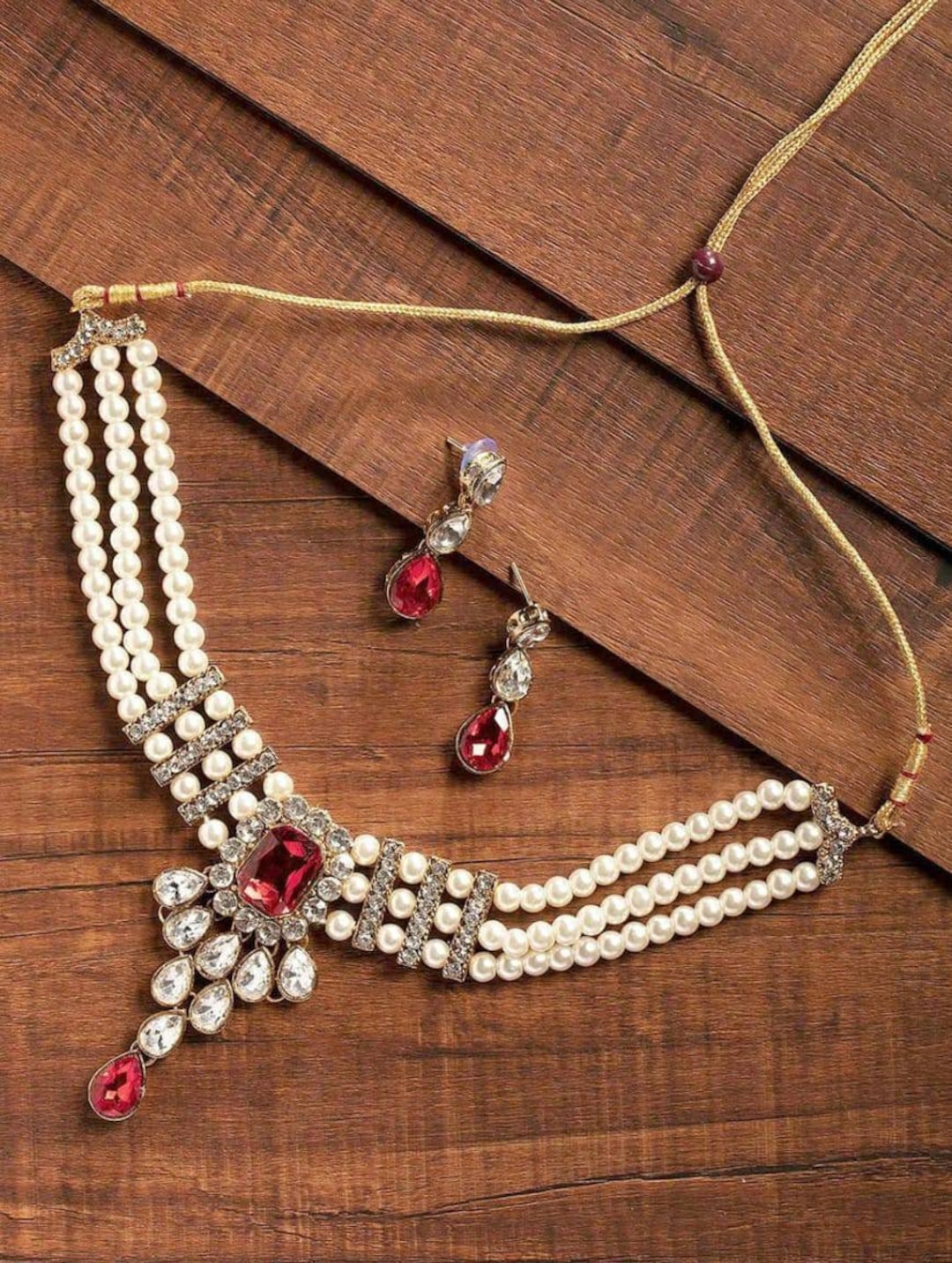 Ruby Choker Necklace,bridal Necklace,red Ruby Necklace Set,indian ...