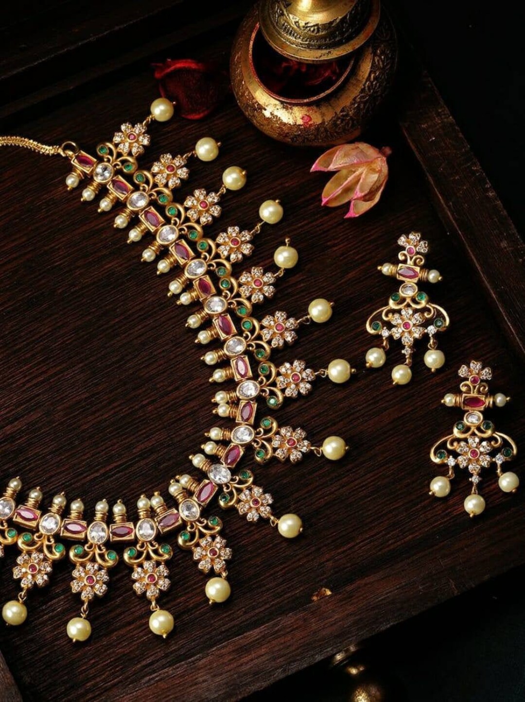 Temple Necklace/ Ruby Necklace/ Gold Choker Necklace/kemp - Etsy