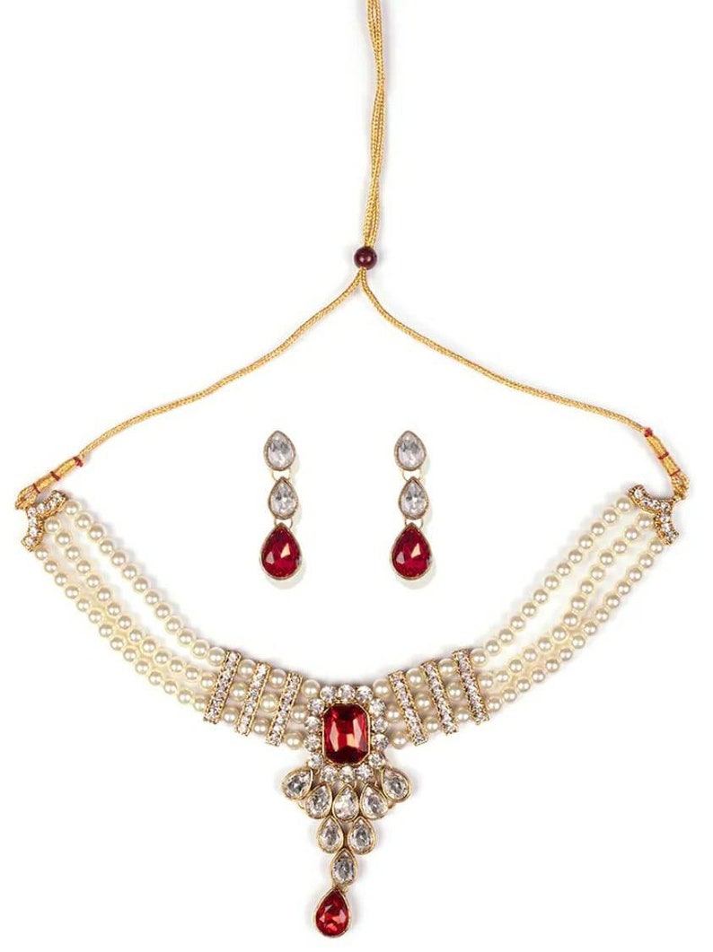 Ruby Choker Necklace,bridal Necklace,red Ruby Necklace Set,indian ...