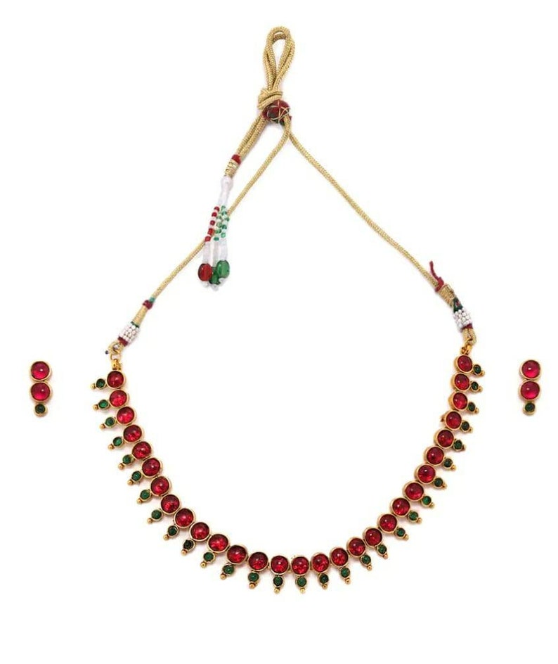 Ruby Necklace Red and Green Ruby & Emerald Gold Choker - Etsy