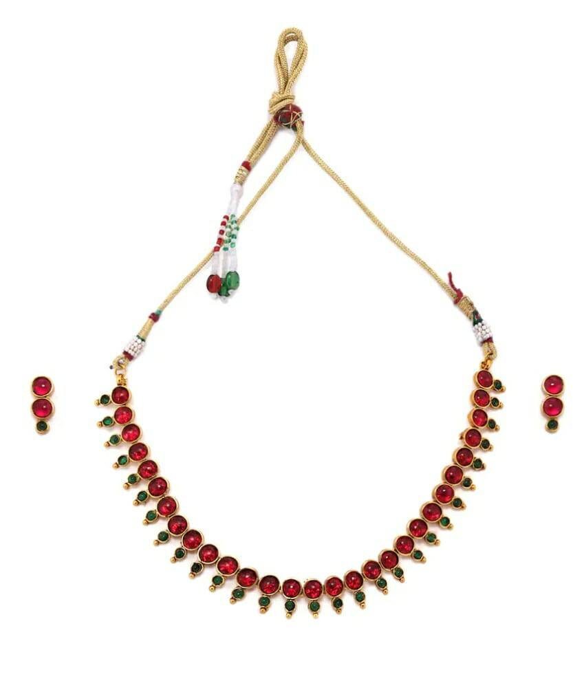 Ruby Necklace Red and Green Ruby & Emerald Gold Choker Necklace Bridal ...