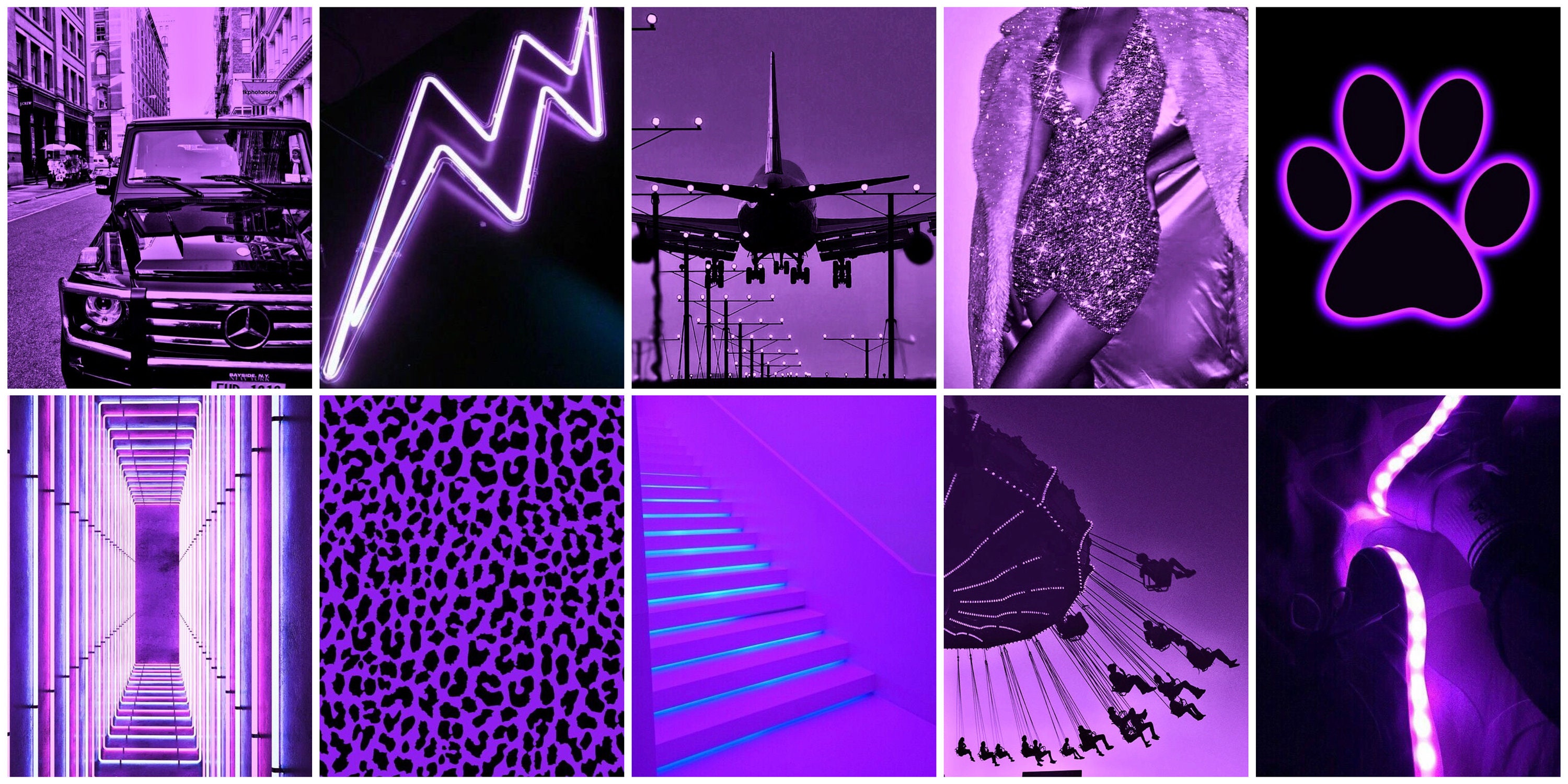 Neon Purple Aesthetic Collage Kit Wall Decoration 60 Pcs Etsy