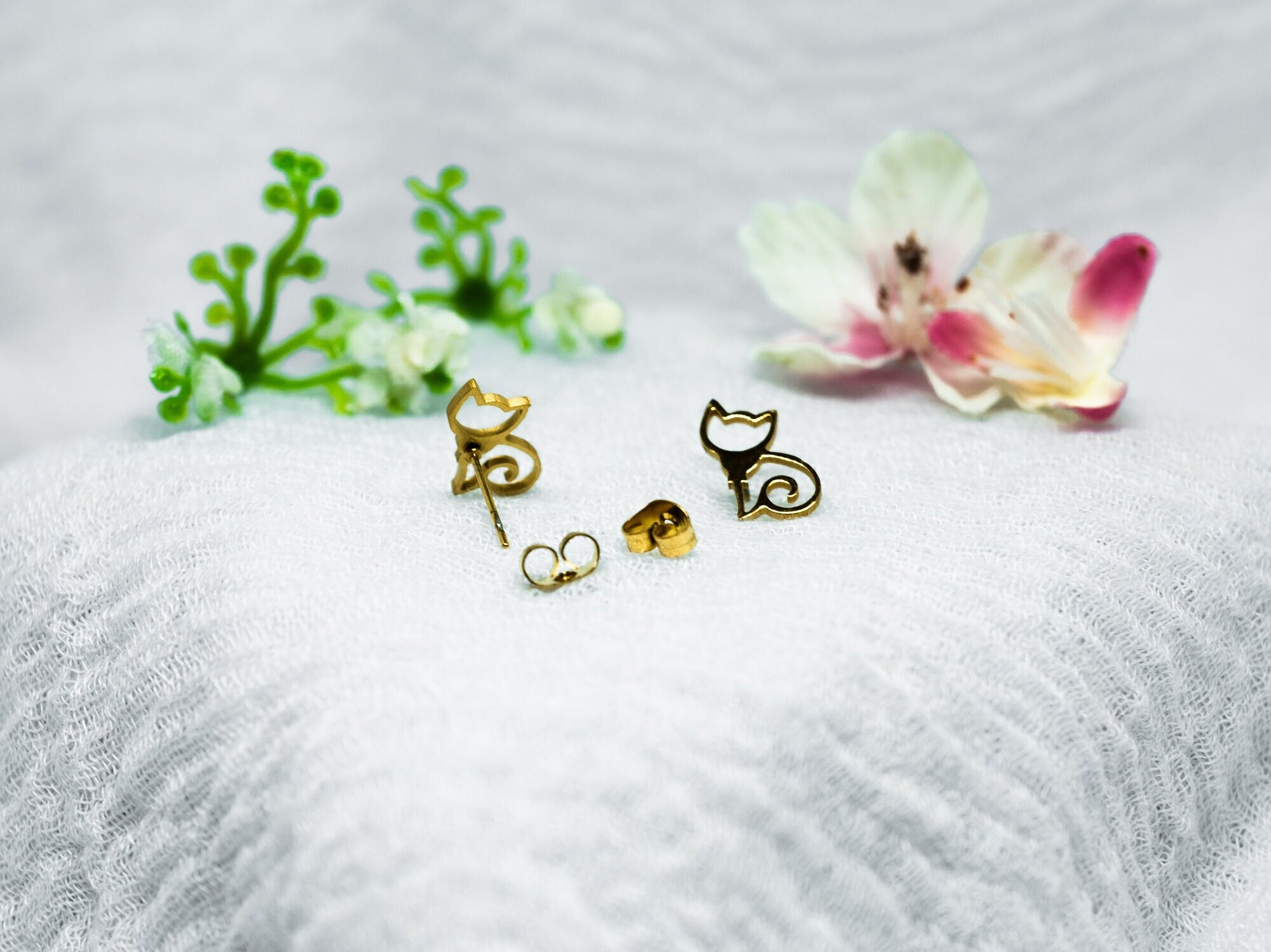 Tiny Cat Stud Earring Gifts for Her Kitty Studs for Ladies - Etsy