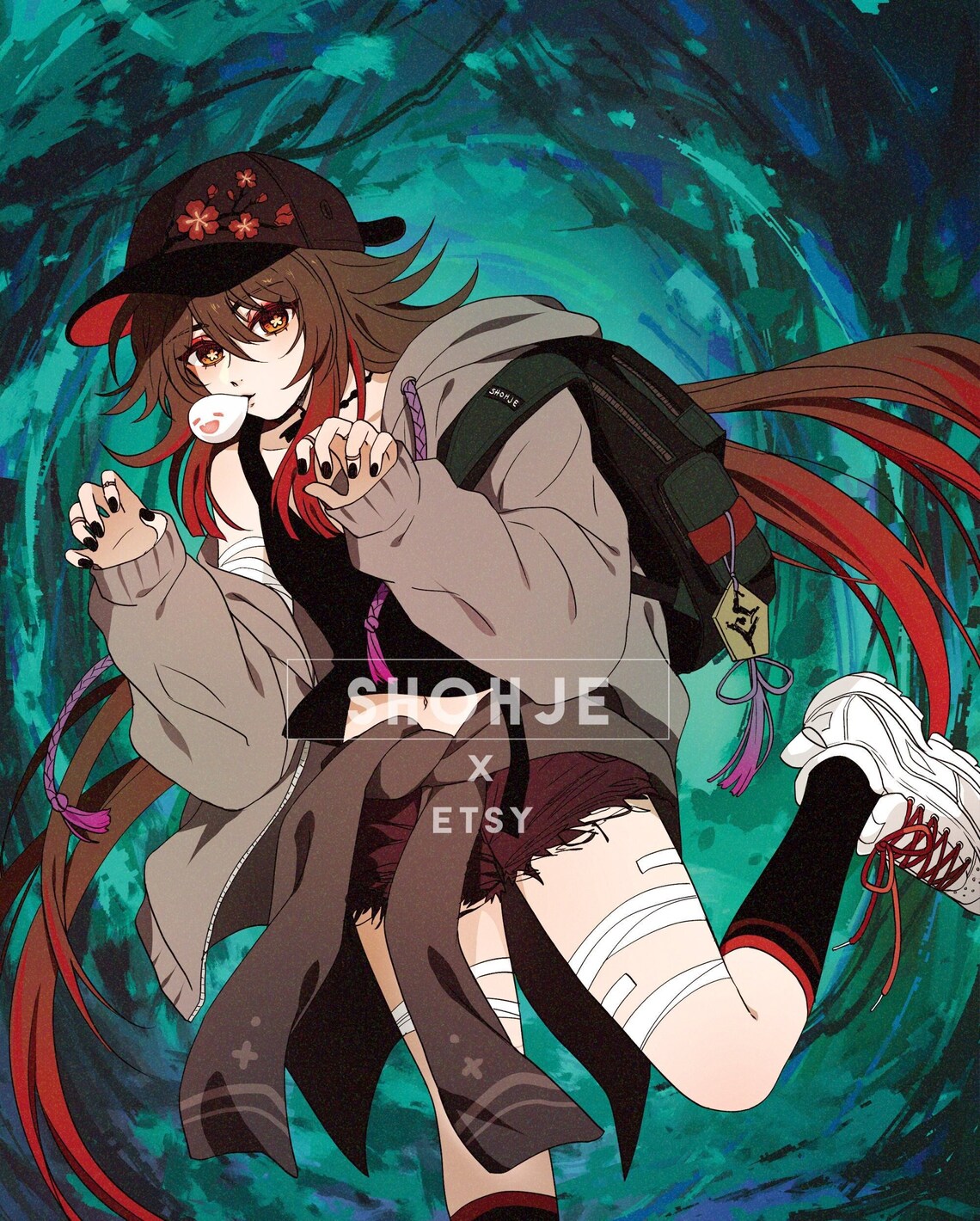 GENSHIN IMPACT Hutao PRINT unofficial Fan Merch - Etsy