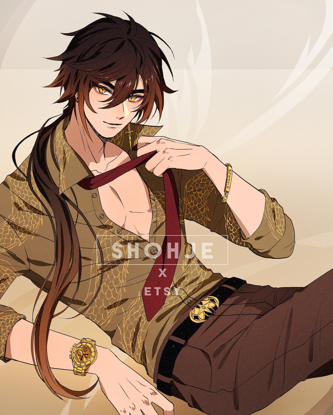 GENSHIN IMPACT - Zhongli Fashion - PRINT (unofficial Fan Merch) - Etsy