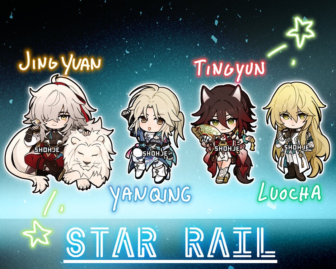 HONKAI STAR RAIL - Set 3 - Jing Yuan / Yanqing / Tingyun / Luocha - Chibi Keychain Charms - Etsy