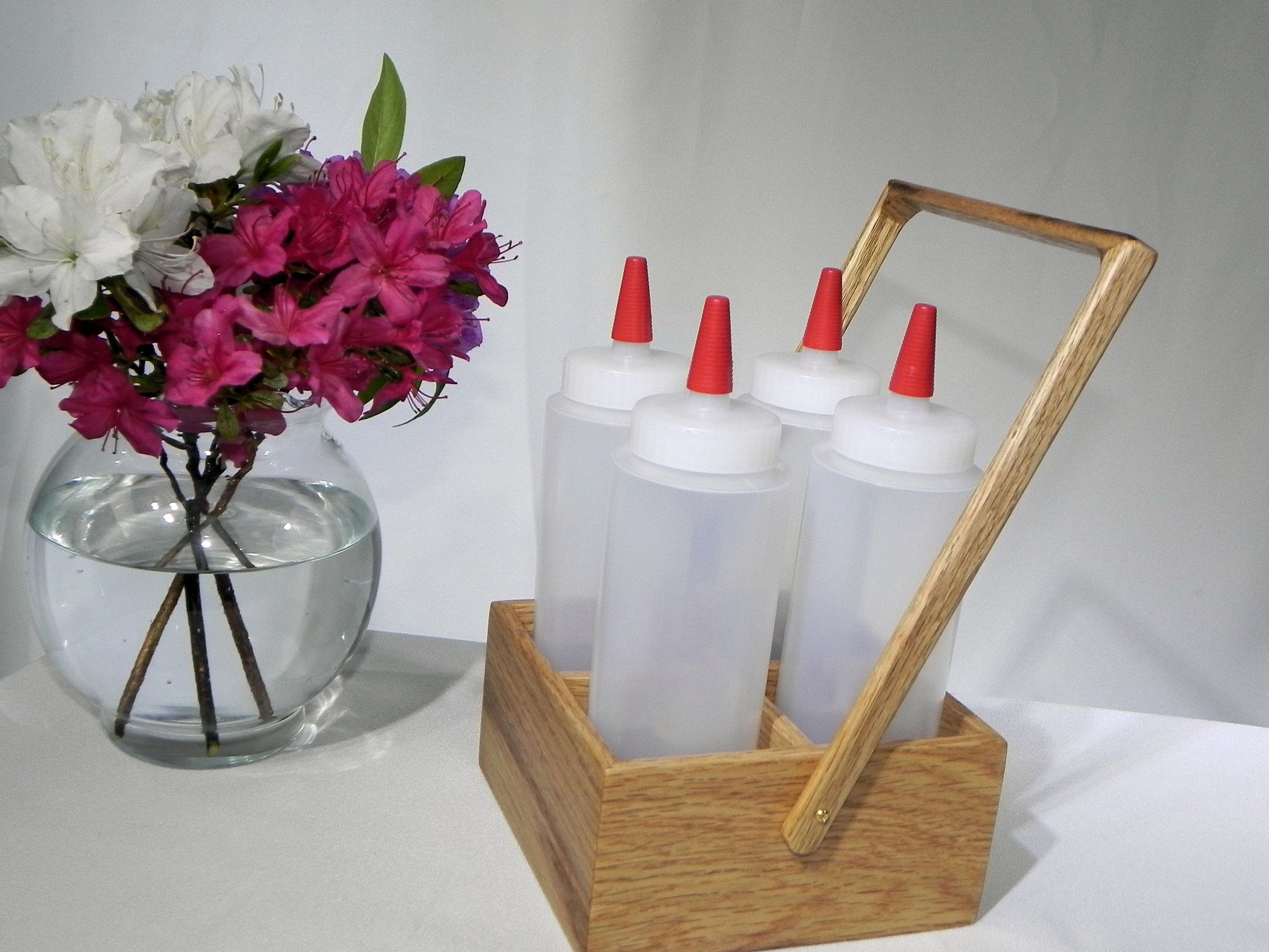 Condiment Carrier, Oak, 4 Bottle - Etsy