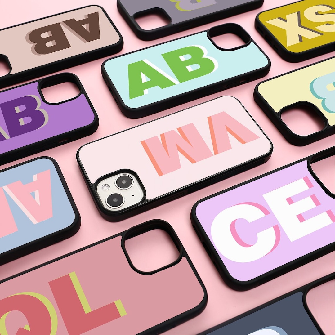 Personalised Large Initial Phone Case for iPhone 15 14 13 12 11 Pro Max ...