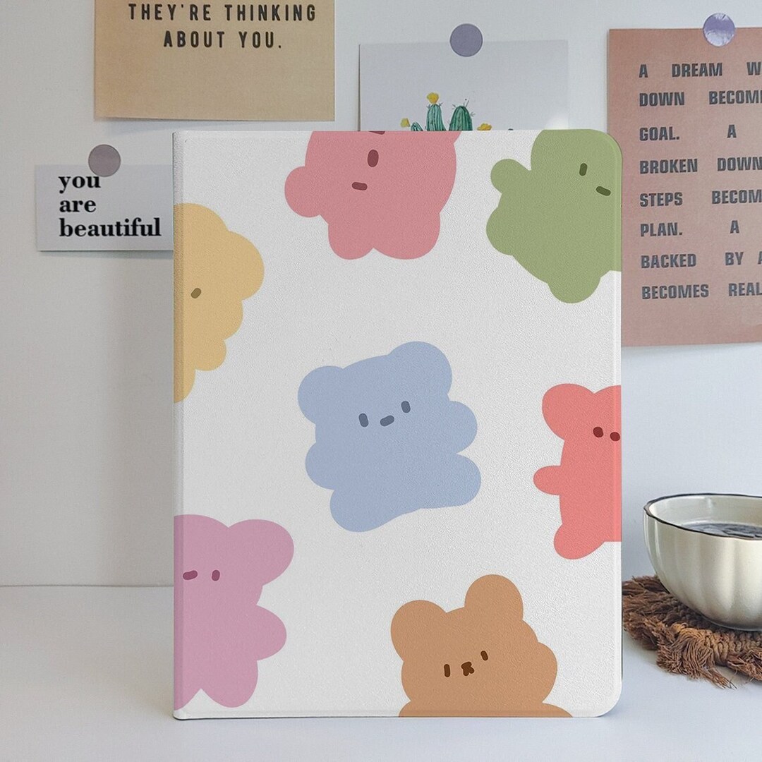 Cute Color Bear iPad Case With Pencil Holder for iPad 10/9/8, 10.21112 ...