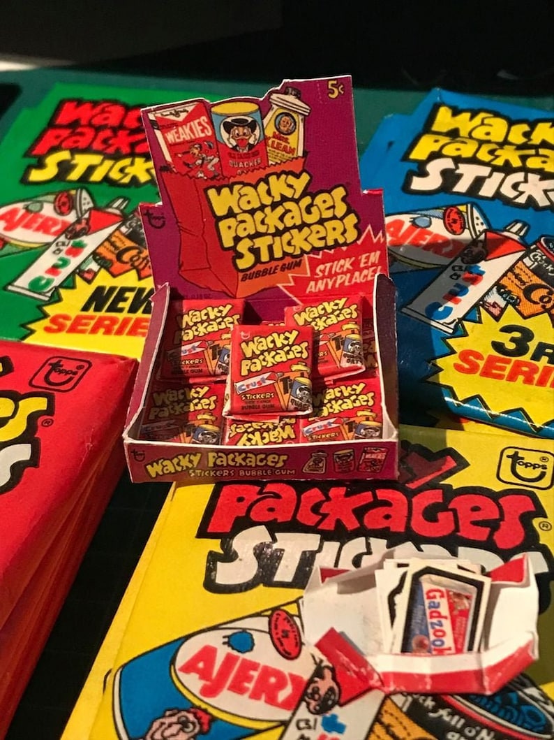 1973 WACKY PACKAGES Series 1 Micro Cards Miniature BOX W/ 5 Full Packs ...