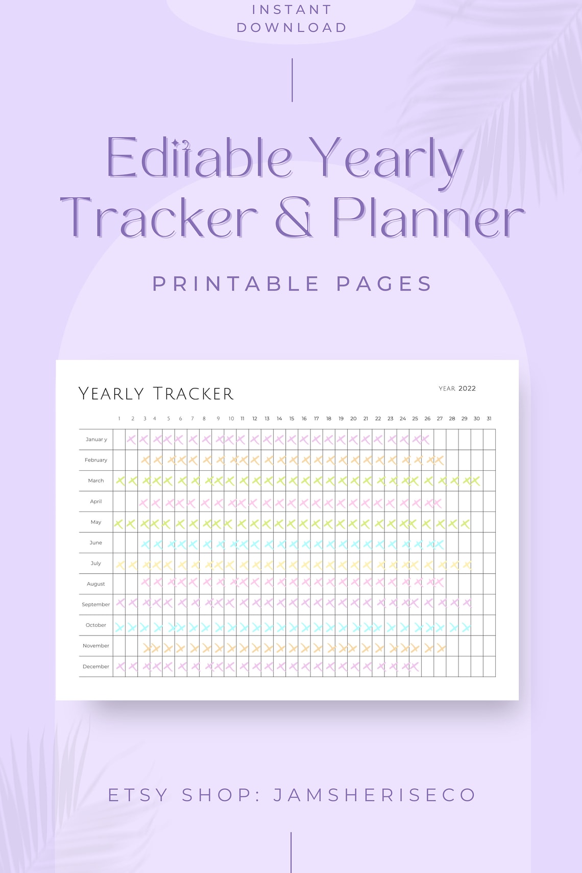 Editable Yearly Tracker & Yearly Overview Planner Printable Pages - Etsy