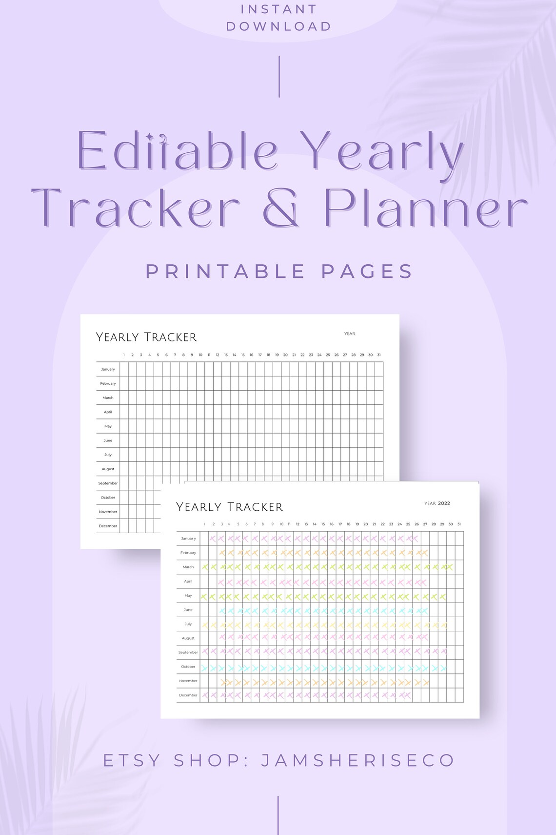 Editable Yearly Tracker & Yearly Overview Planner Printable Pages - Etsy