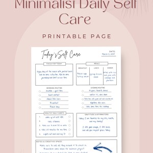 Daily Self Care Printable With Daily Habit & Routine Checklist - Etsy