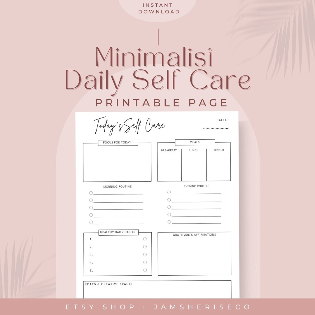 Daily Self Care Printable With Daily Habit & Routine Checklist - Etsy