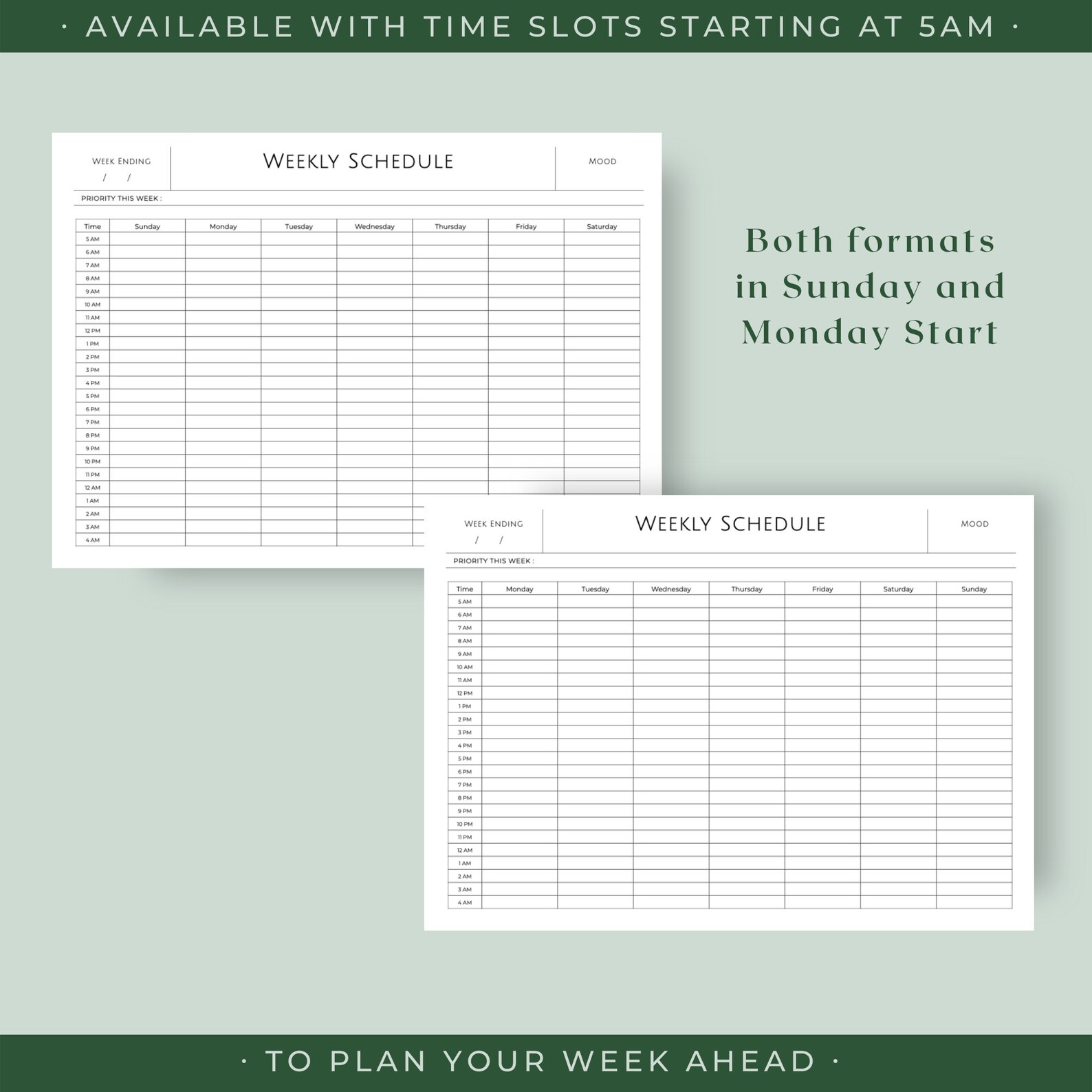 Weekly Time Blocking Schedule Printable Pages. Hourly Planner Template ...