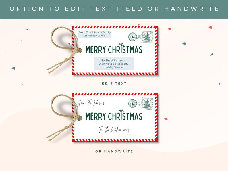 Editable Christmas Gift Tag With Holiday Mail Theme - Etsy