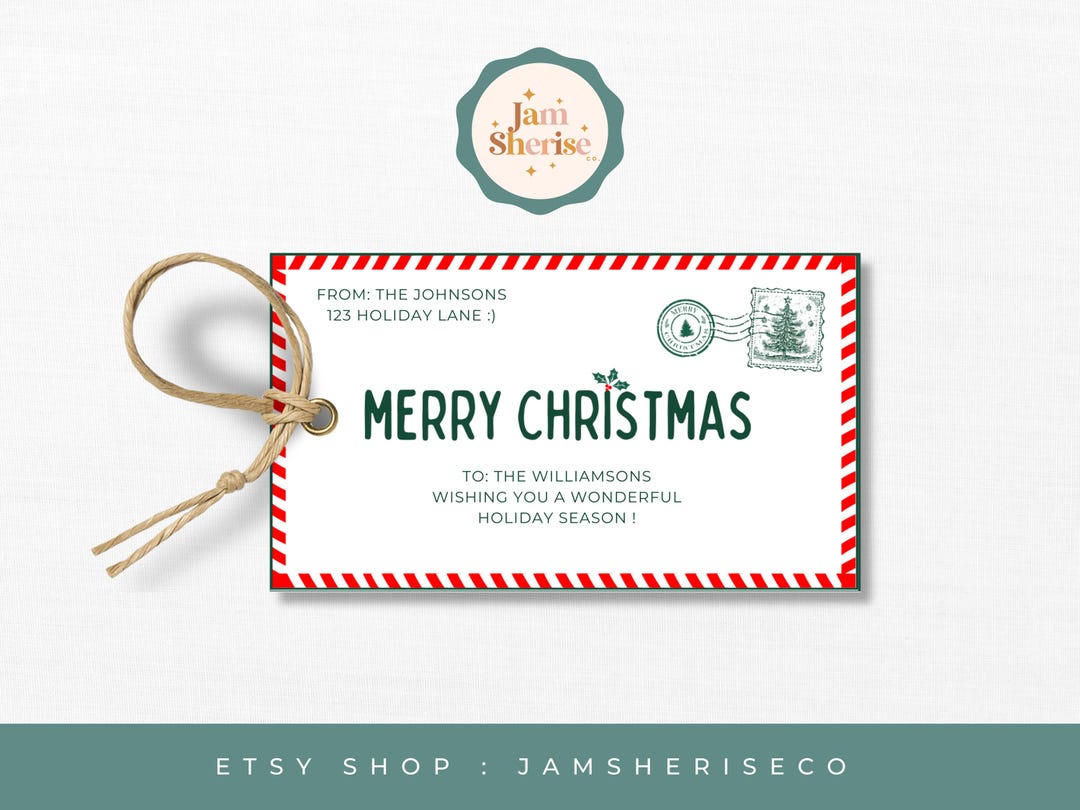 Editable Christmas Gift Tag With Holiday Mail Theme - Etsy