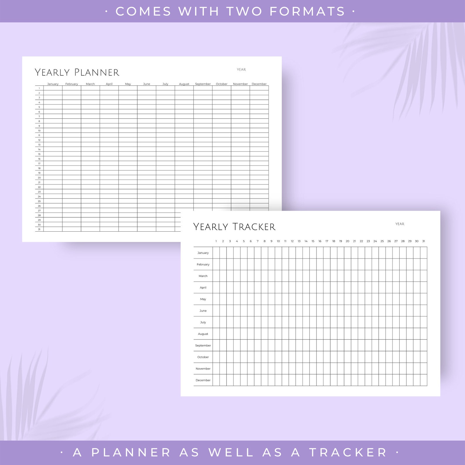 Editable Yearly Tracker & Yearly Overview Planner Printable Pages - Etsy