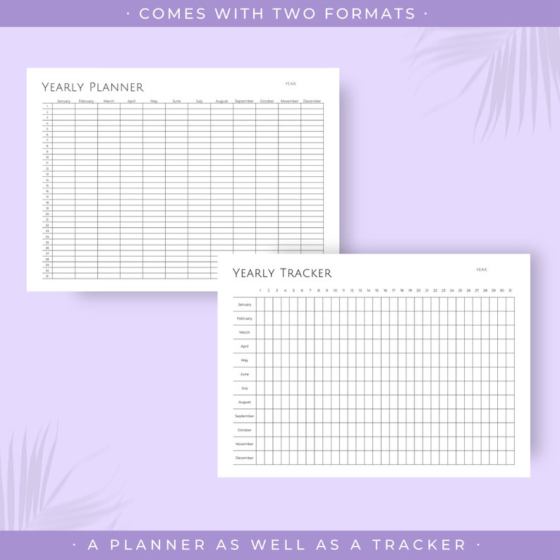 Editable Yearly Tracker & Yearly Overview Planner Printable Pages - Etsy