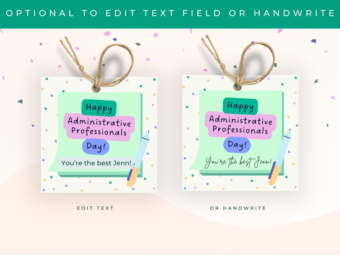 Editable Administrative Professional Gift Tag, Customizable Tags to ...