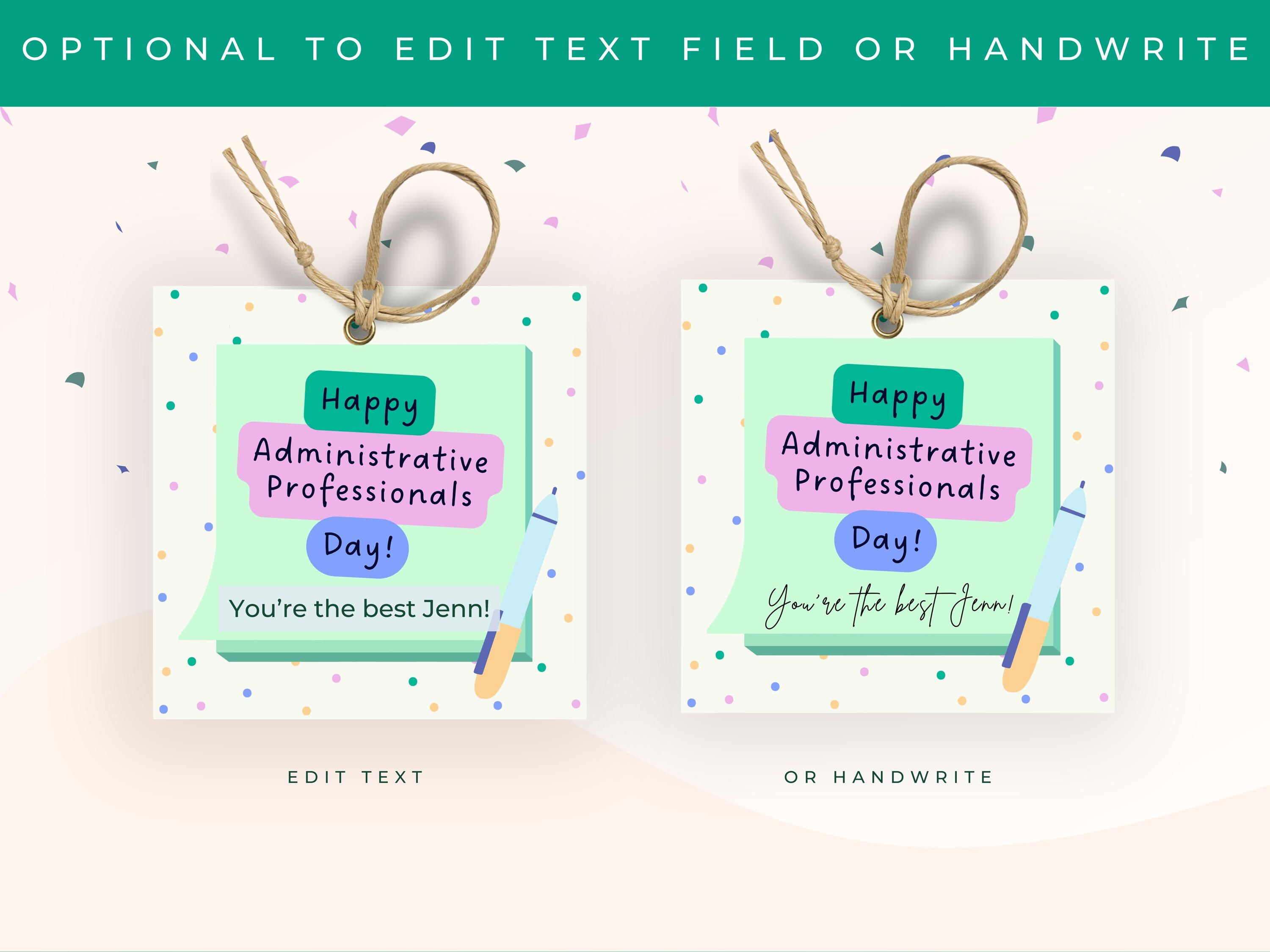 Editable Administrative Professional Gift Tag, Customizable Tags to ...